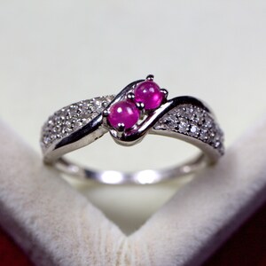 Two Natural Ruby Ring Dual Band Style Ring Statement Ruby - Etsy