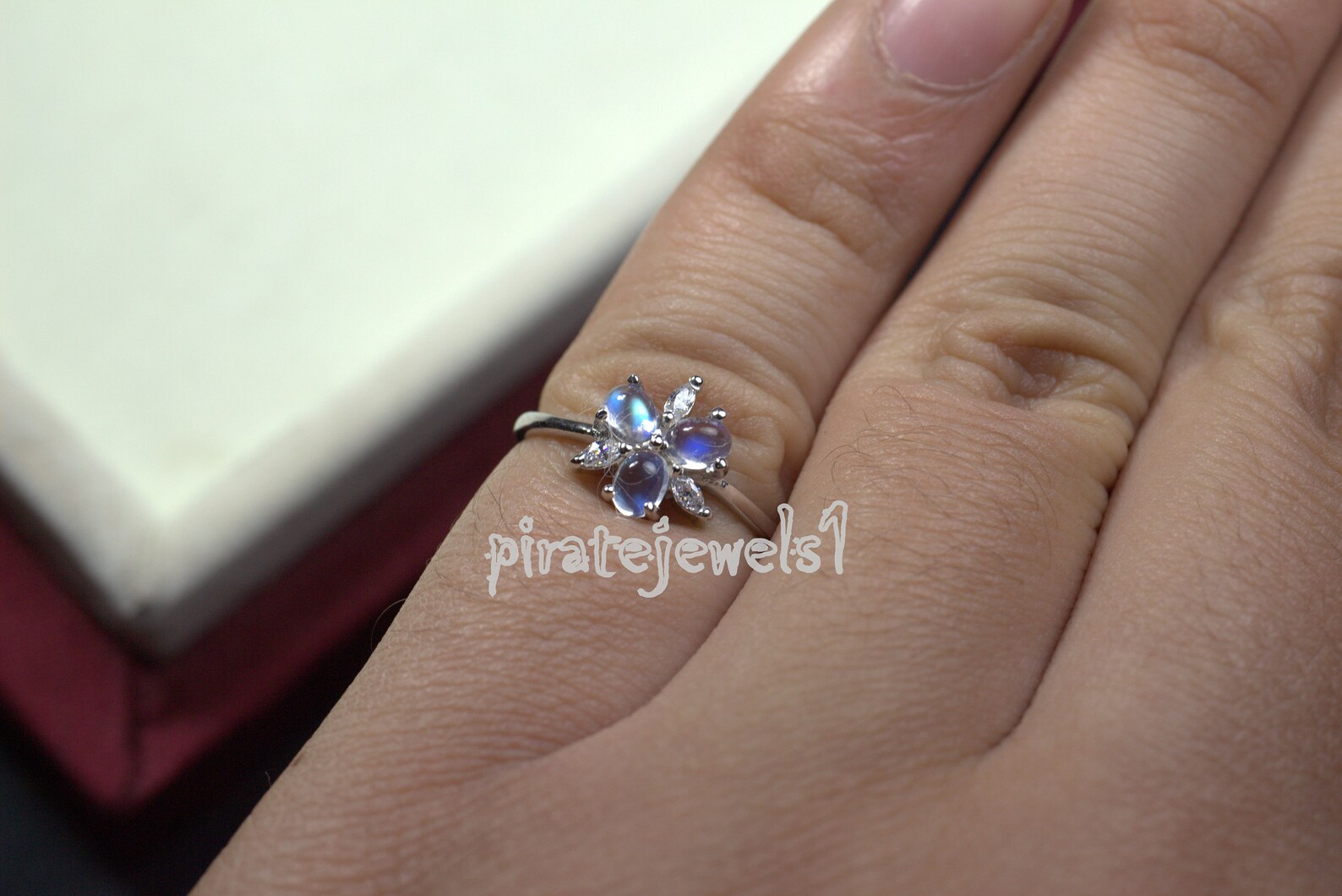 June Birthstone Engagement Rainbow Moonstone Ring Natural | Etsy