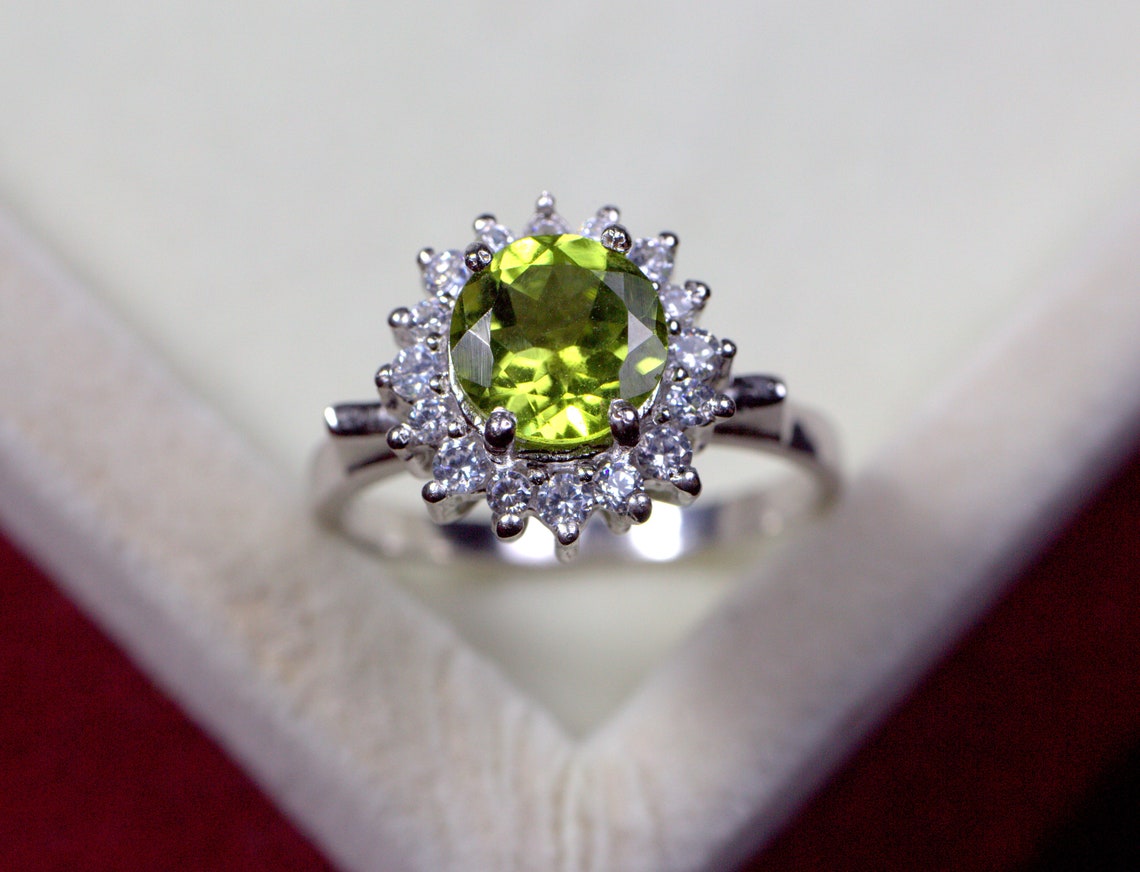 August birthstone ring round cut Bridal sets Proposal | Etsy