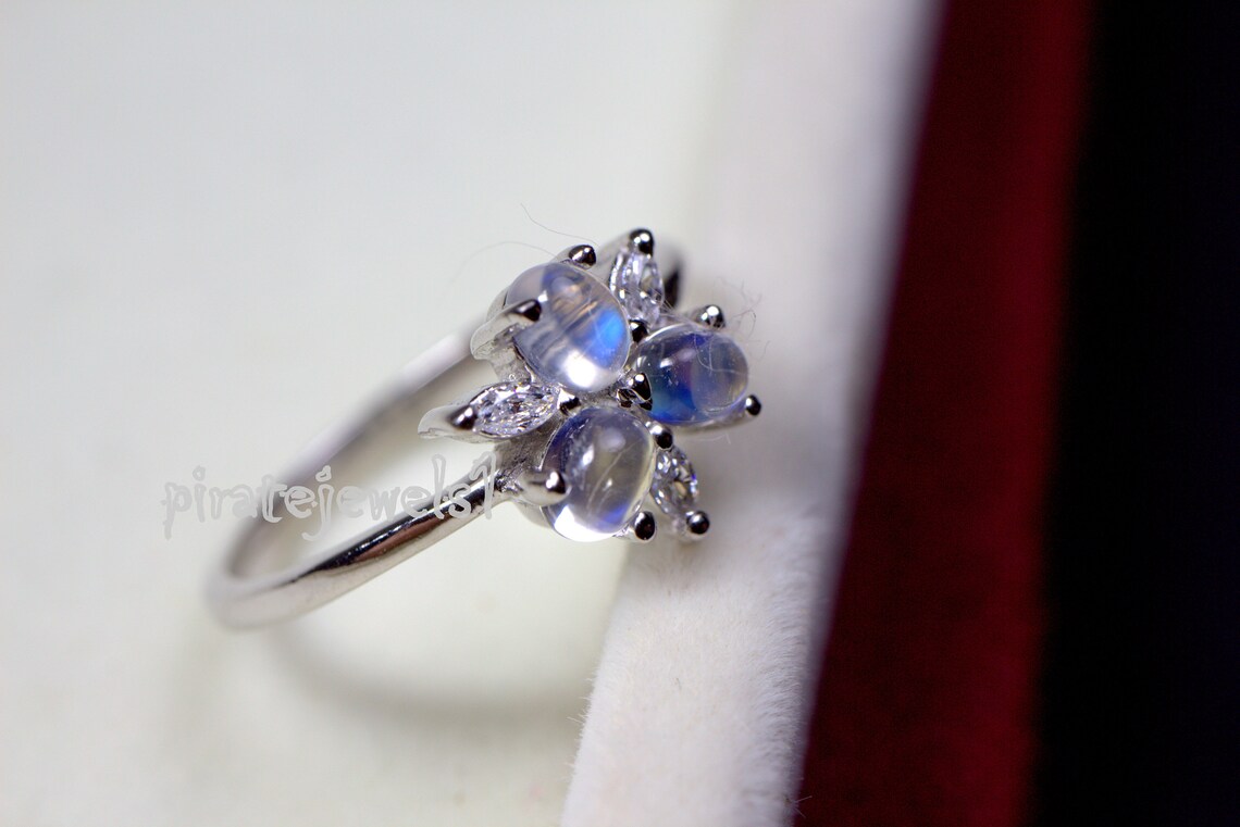 June Birthstone Engagement Rainbow Moonstone Ring Natural | Etsy