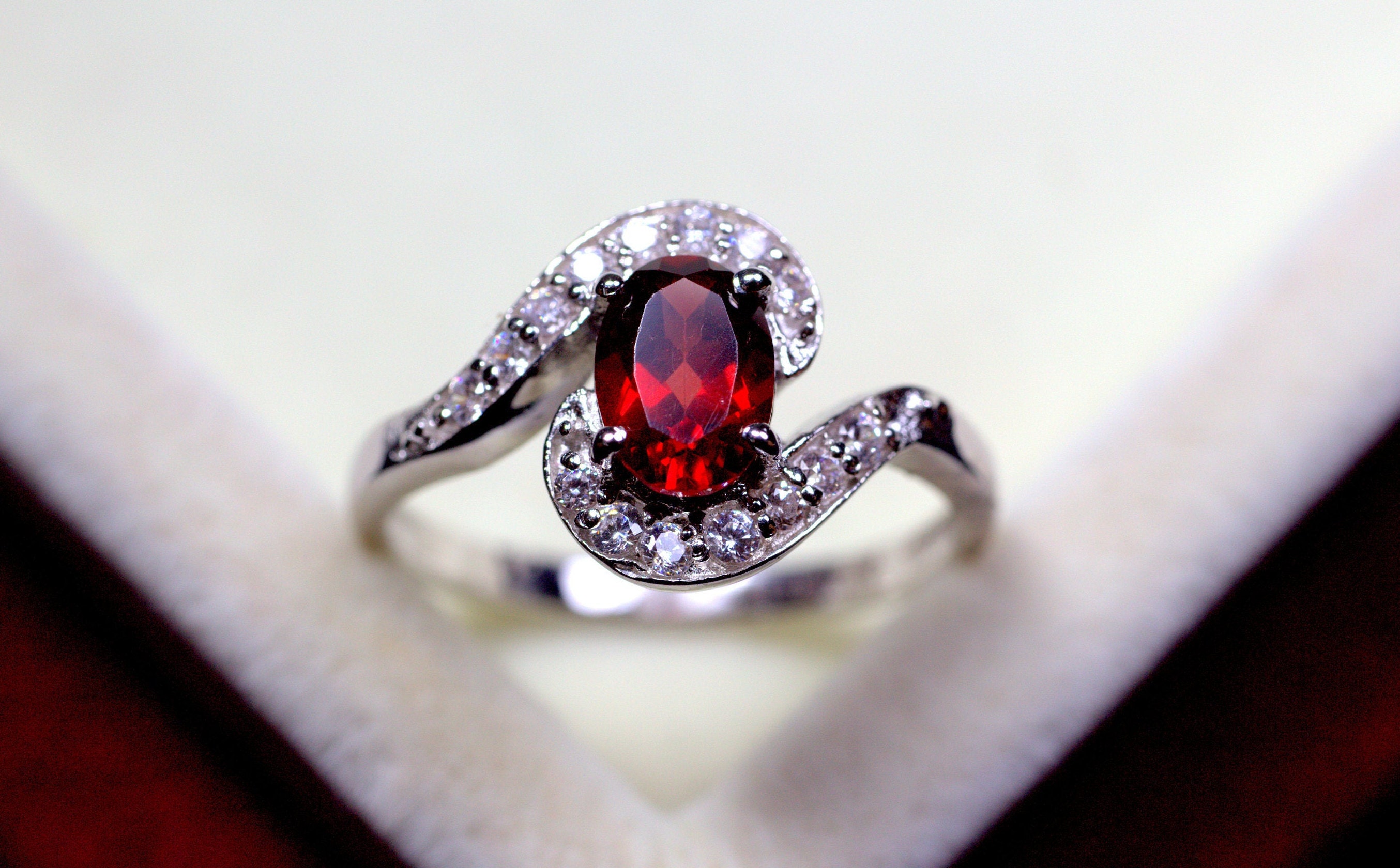 Garnet ring oval cut January birthstone natural garnet | Etsy