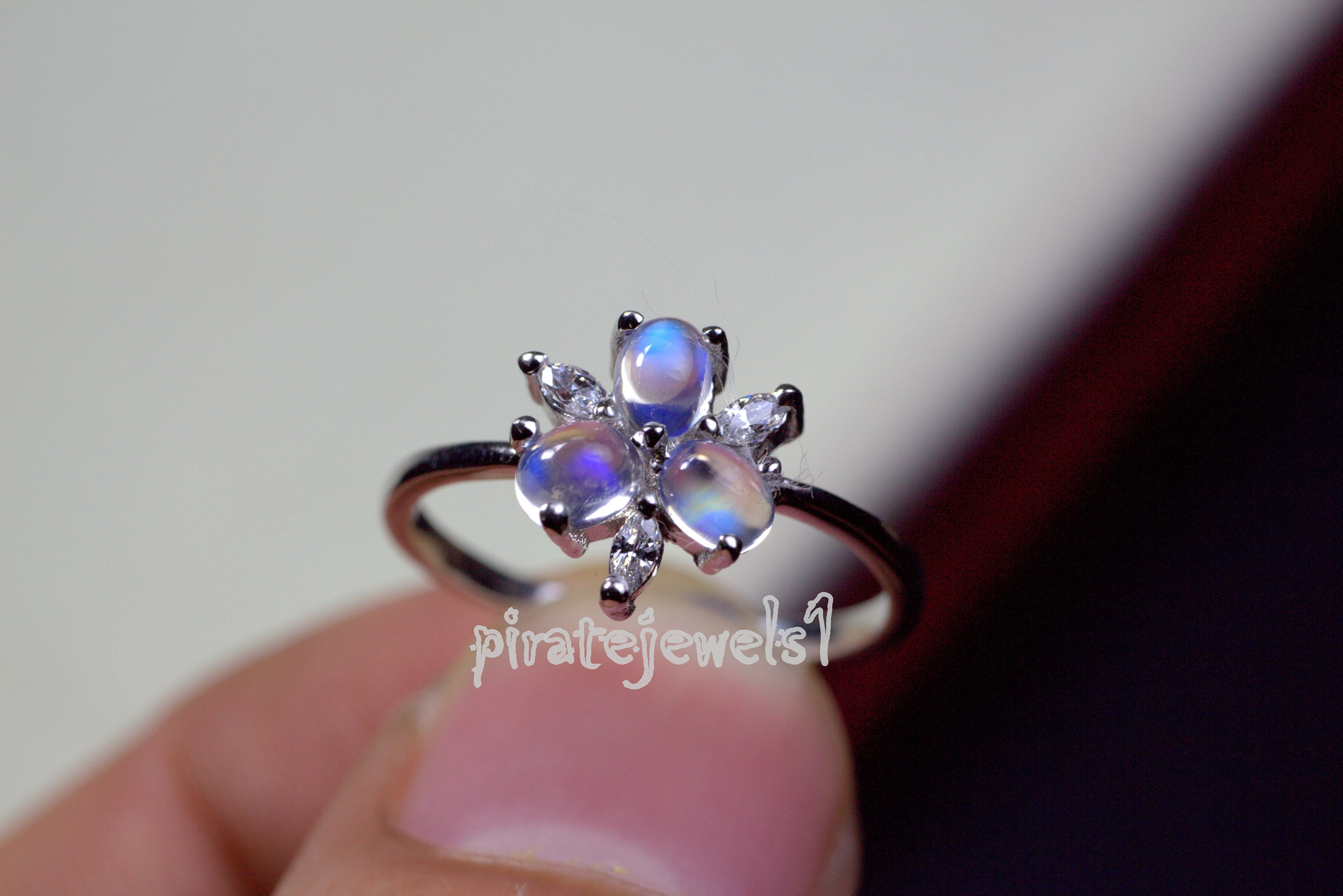 June Birthstone Engagement Rainbow Moonstone Ring Natural | Etsy