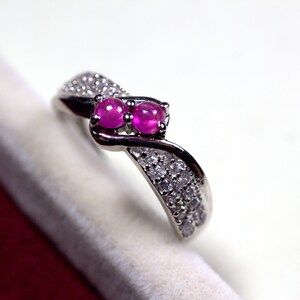 Two Natural Ruby Ring Dual Band Style Ring Statement Ruby - Etsy