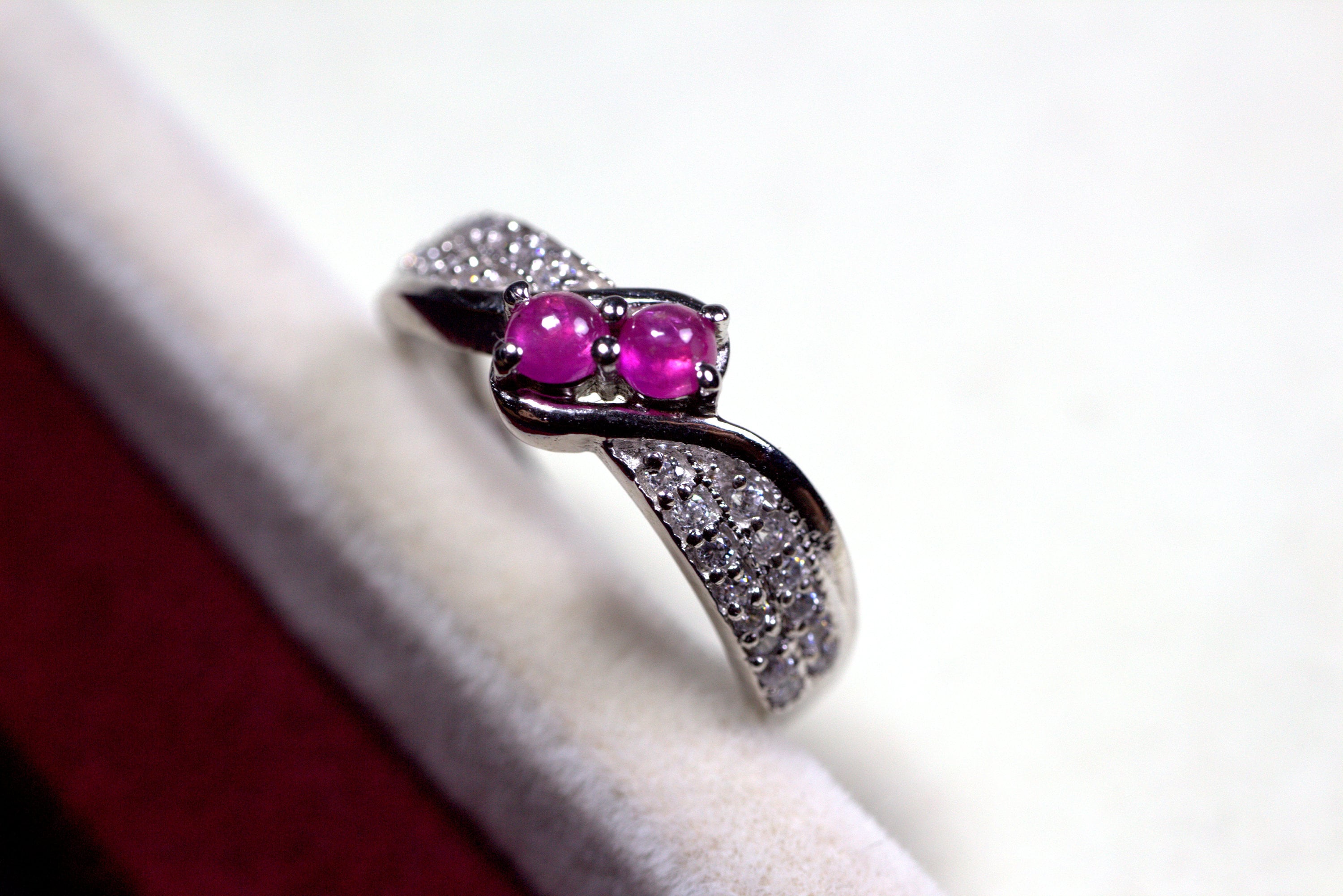 Two Natural Ruby Ring Dual Band Style Ring Statement Ruby | Etsy