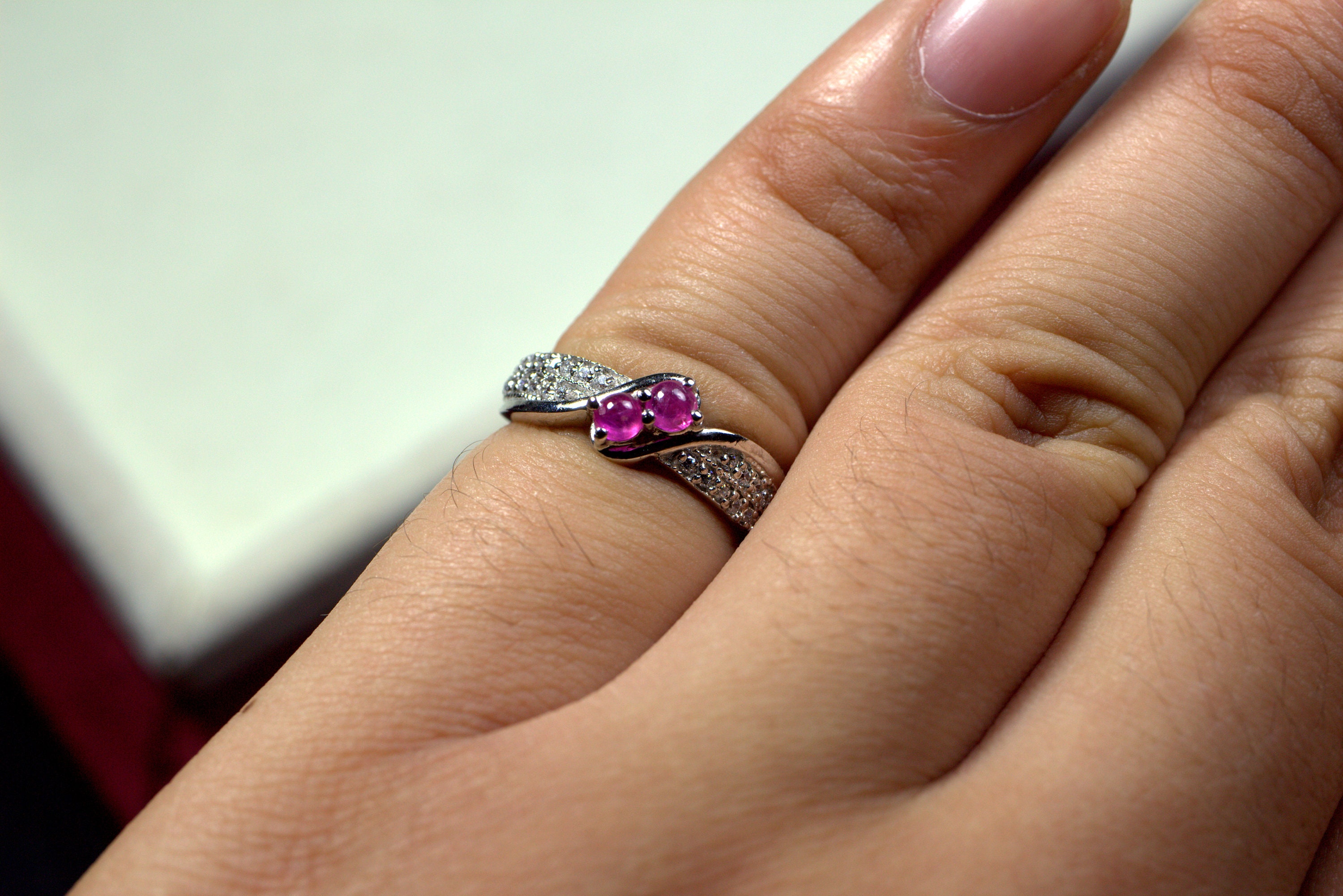 Two Natural Ruby Ring Dual Band Style Ring Statement Ruby | Etsy