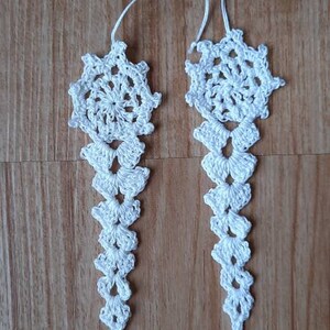 NEW White Crochet Icicles Ornaments, Your Choice of Aged White or Snow ...
