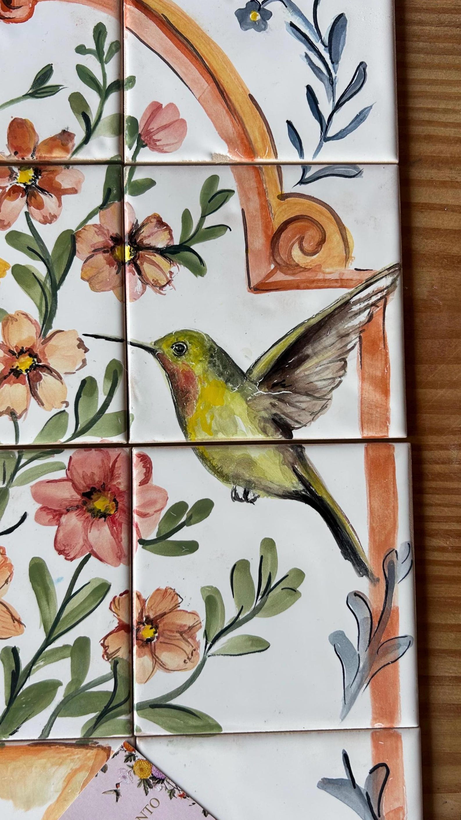 Hand-painted Tile Mural / Unique Wall Art / Decorative Ceramic Panel ...