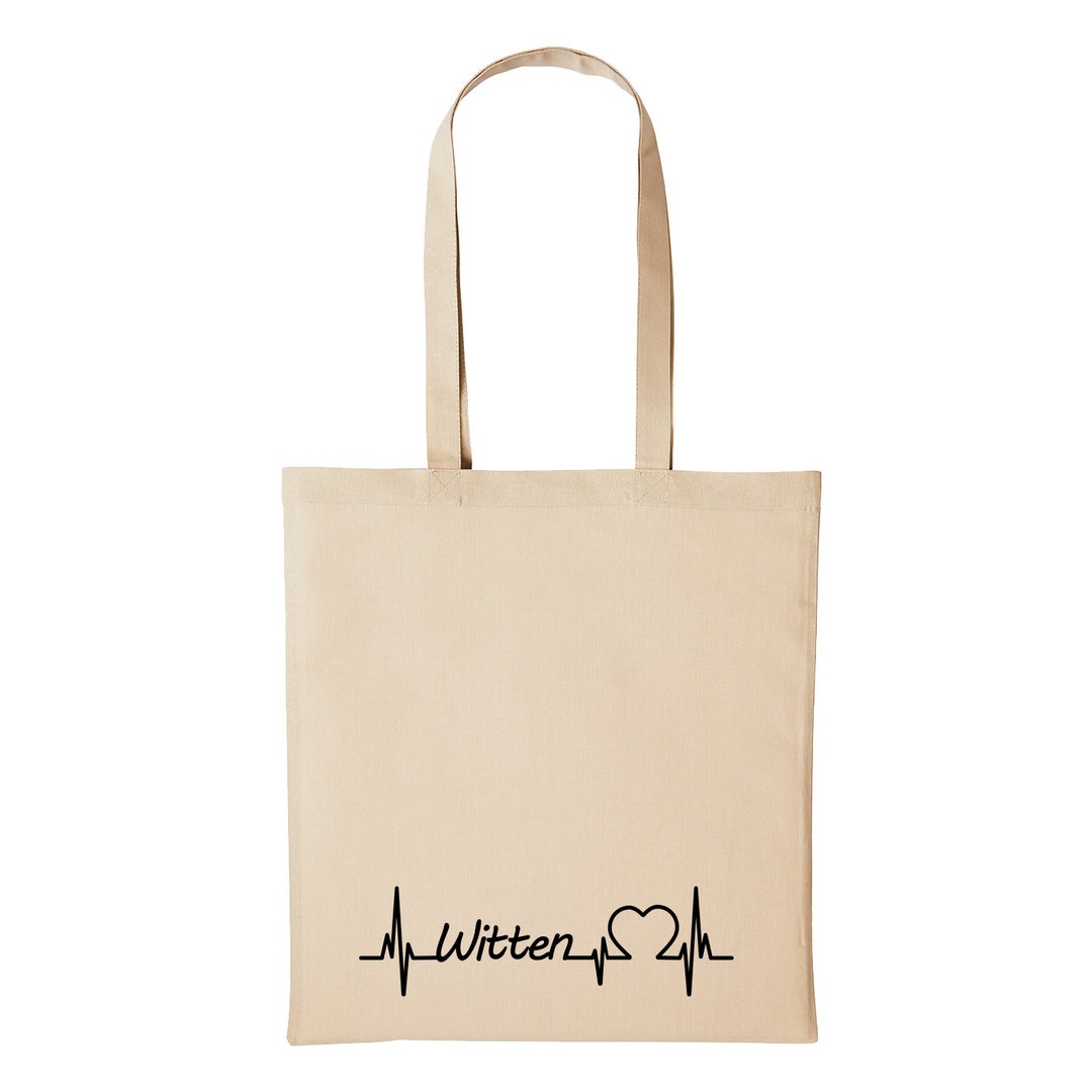 Jute Bag Witten Heartbeat Pulse Bag Cotton 10 Liters Natural - Etsy