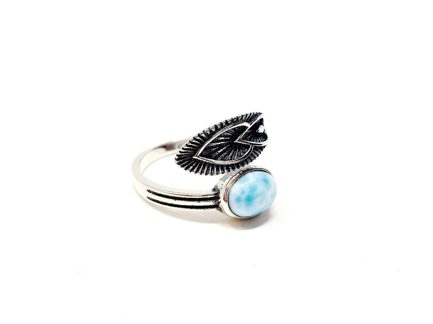 Larimar ring / sterling silver minimalist jewelry / natural | Etsy