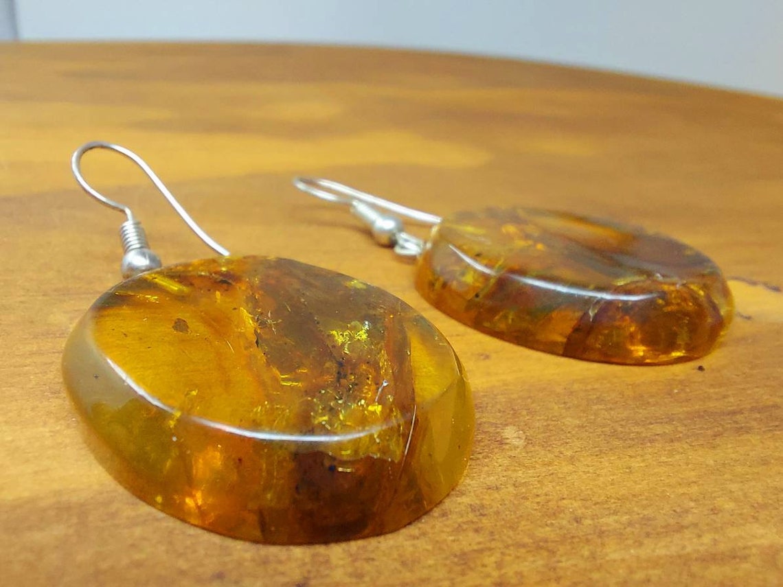 Mexican amber sterling silver dangle earrings / natural amber | Etsy