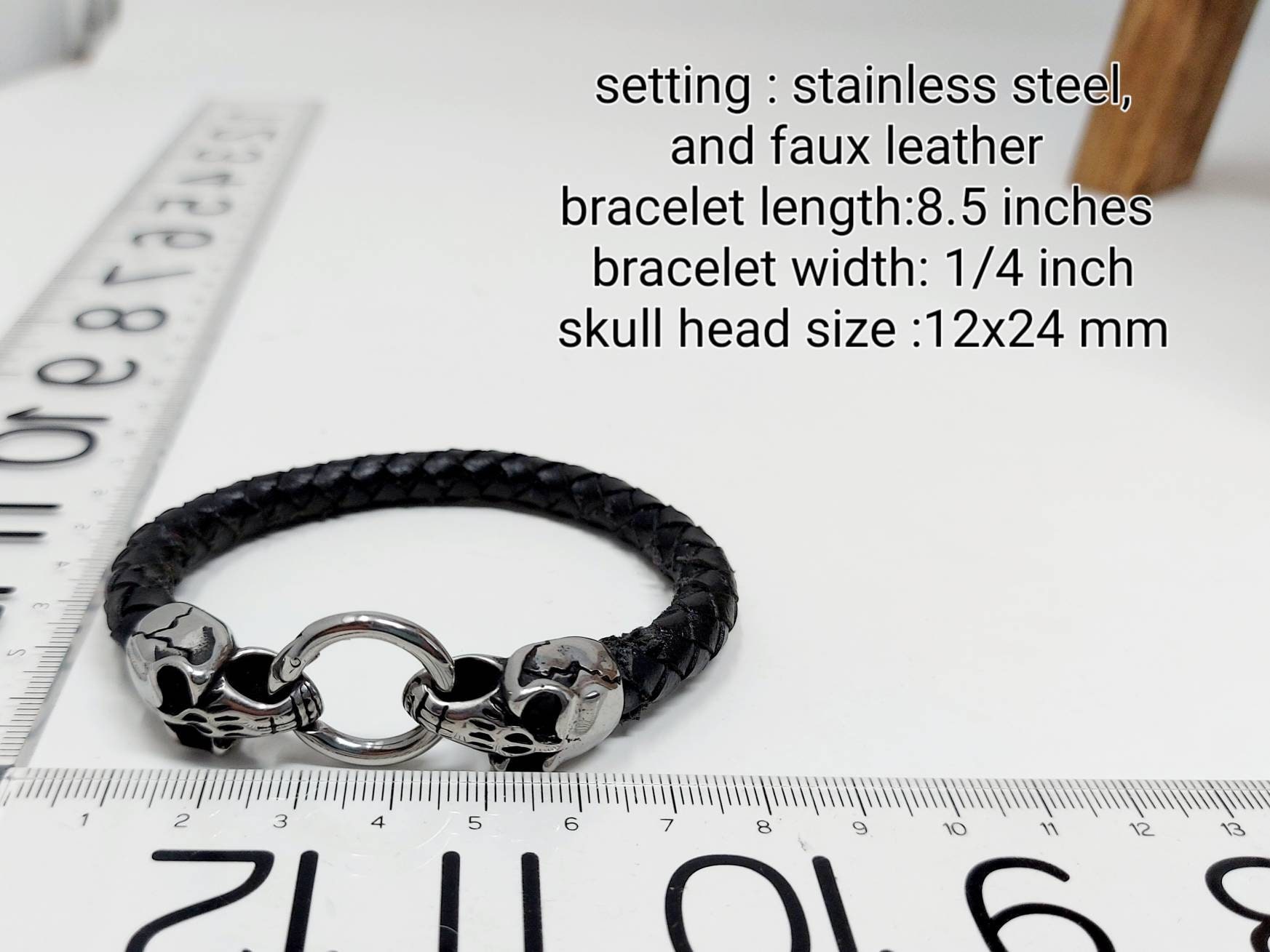 Leather Skull Bracelet for Men | Etsy