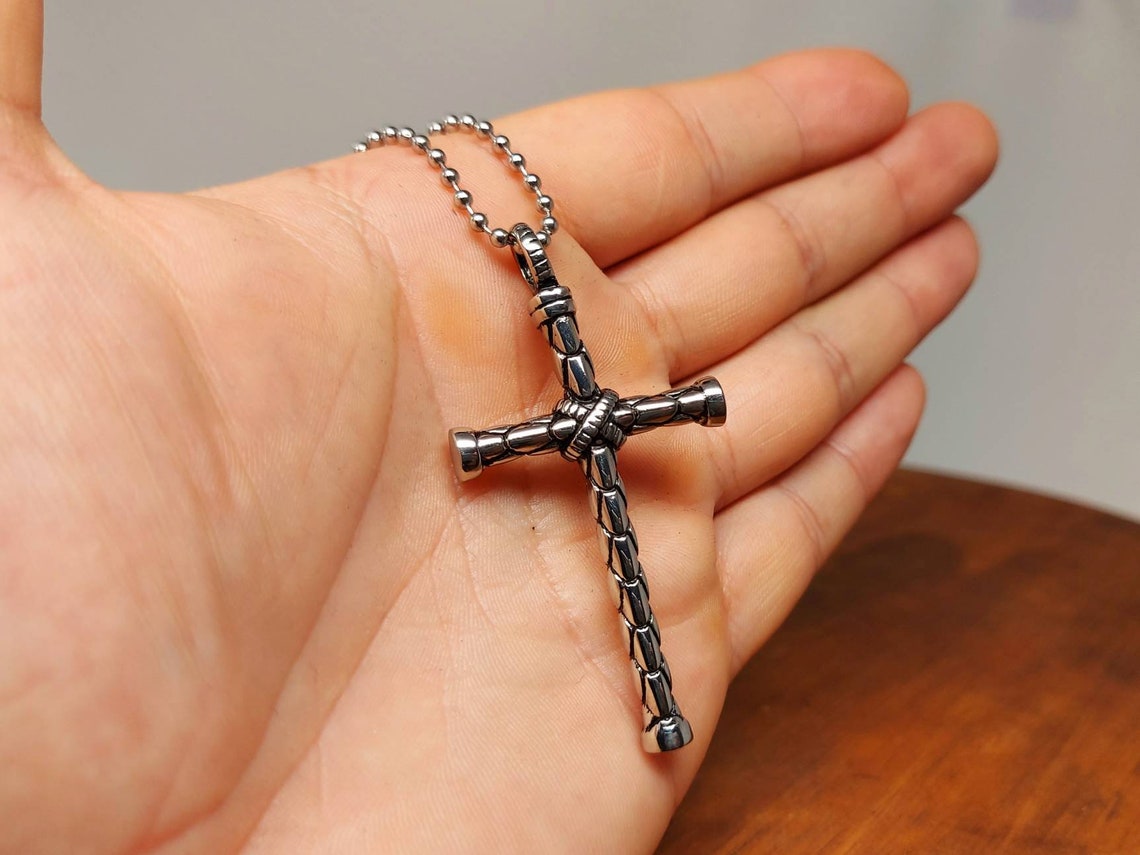 Mens Stainless Steel Cross Necklace - Etsy
