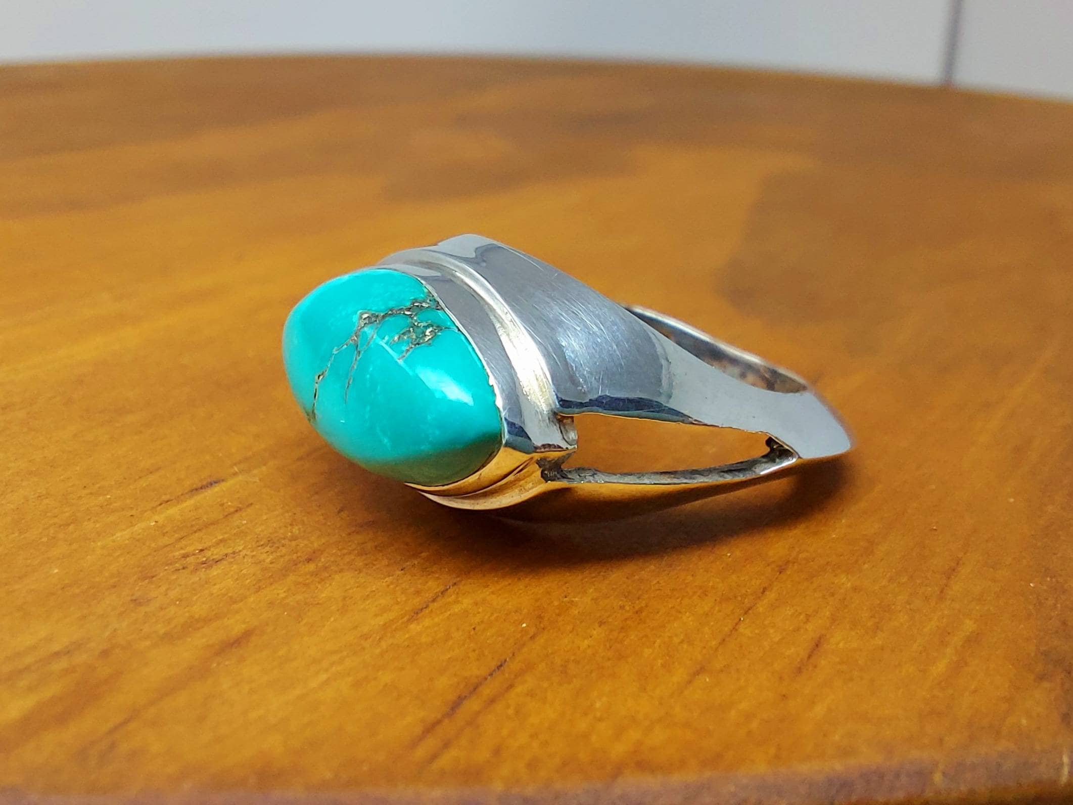 Sterling Silver Turquoise Statement Ring - Etsy
