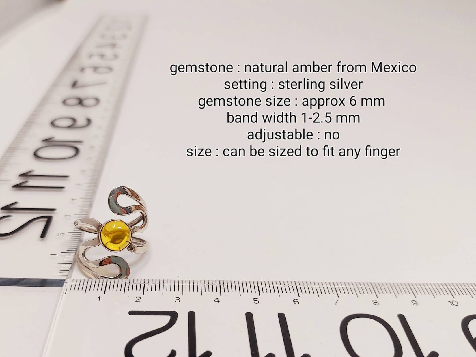 Sterling silver statement ring with amber | Etsy