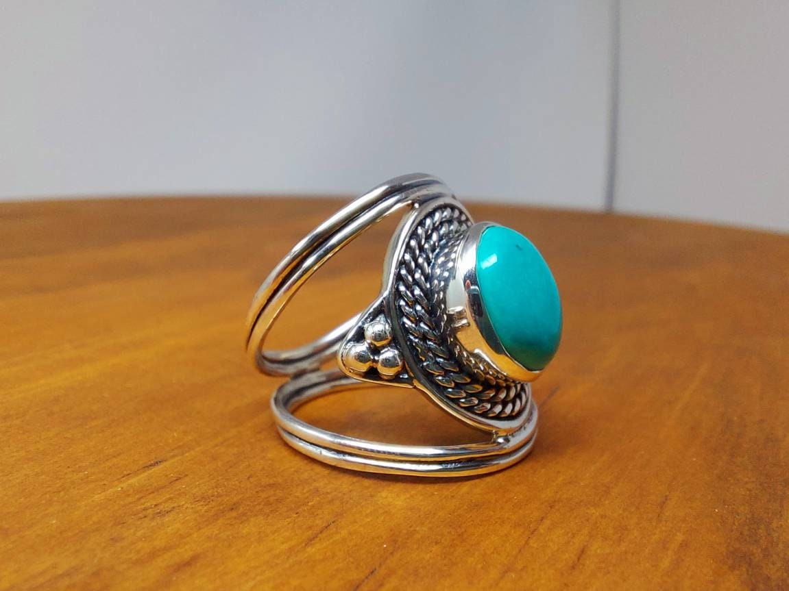 Sterling Silver Sleeping Beauty Turquoise Boho Ring - Etsy