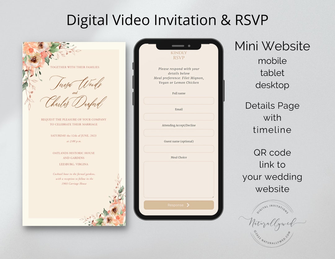 Digital Wedding Invitation and RSVP - Animated Video Mini Website ...