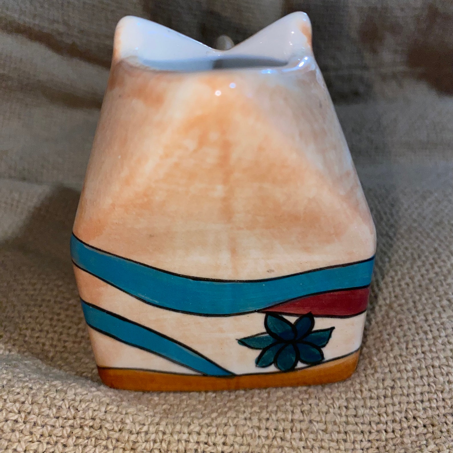 Vtg ‘82 Expensive Pieces Pottery SW Country Flowers Milk Carton Shape ...