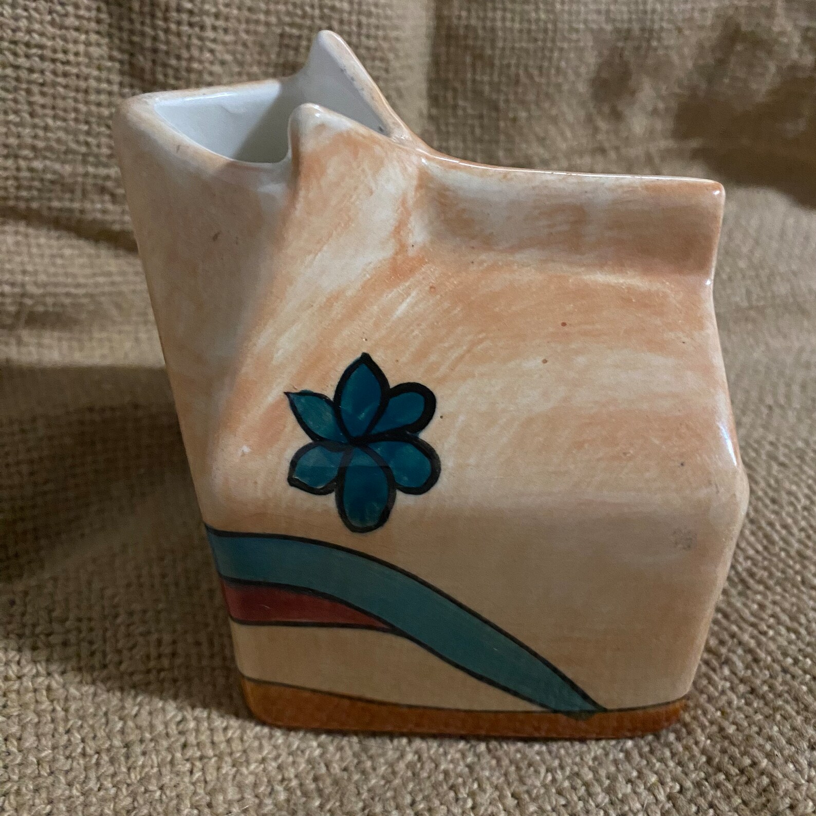 Vtg ‘82 Expensive Pieces Pottery SW Country Flowers Milk Carton Shape ...