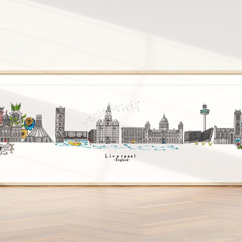 Liverpool Skyline England Cityscape Painting Art Print Poster - Etsy UK