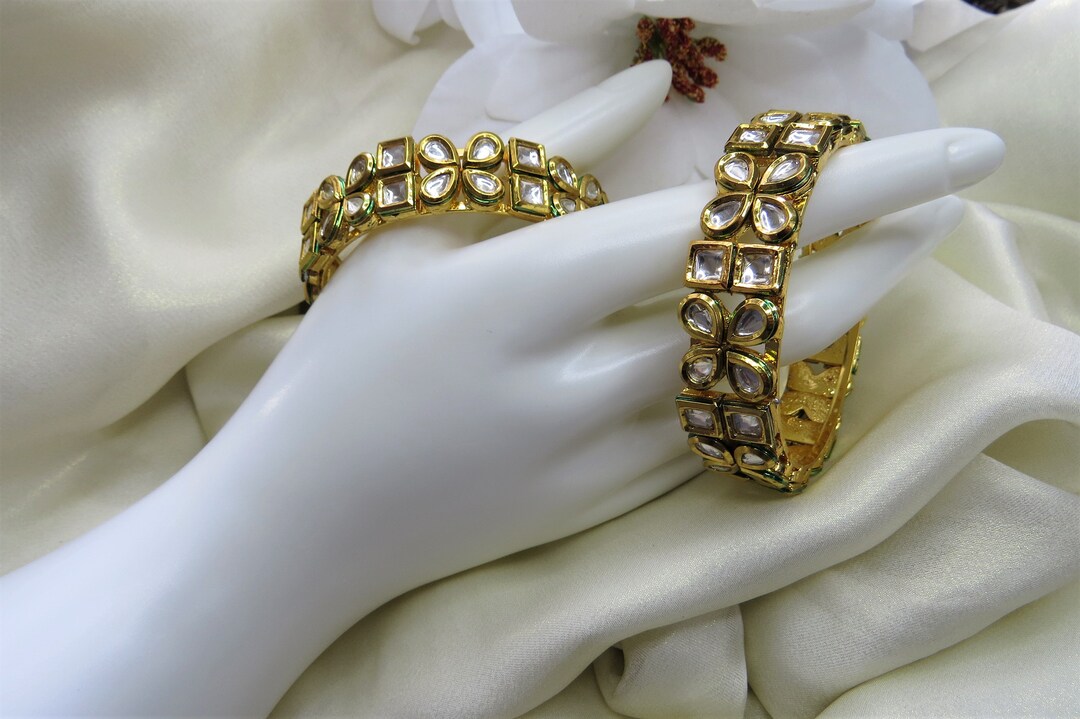 Gold Indian Kada Bangles Indian Kundan Jewelry ,pakistani Jewelry ...