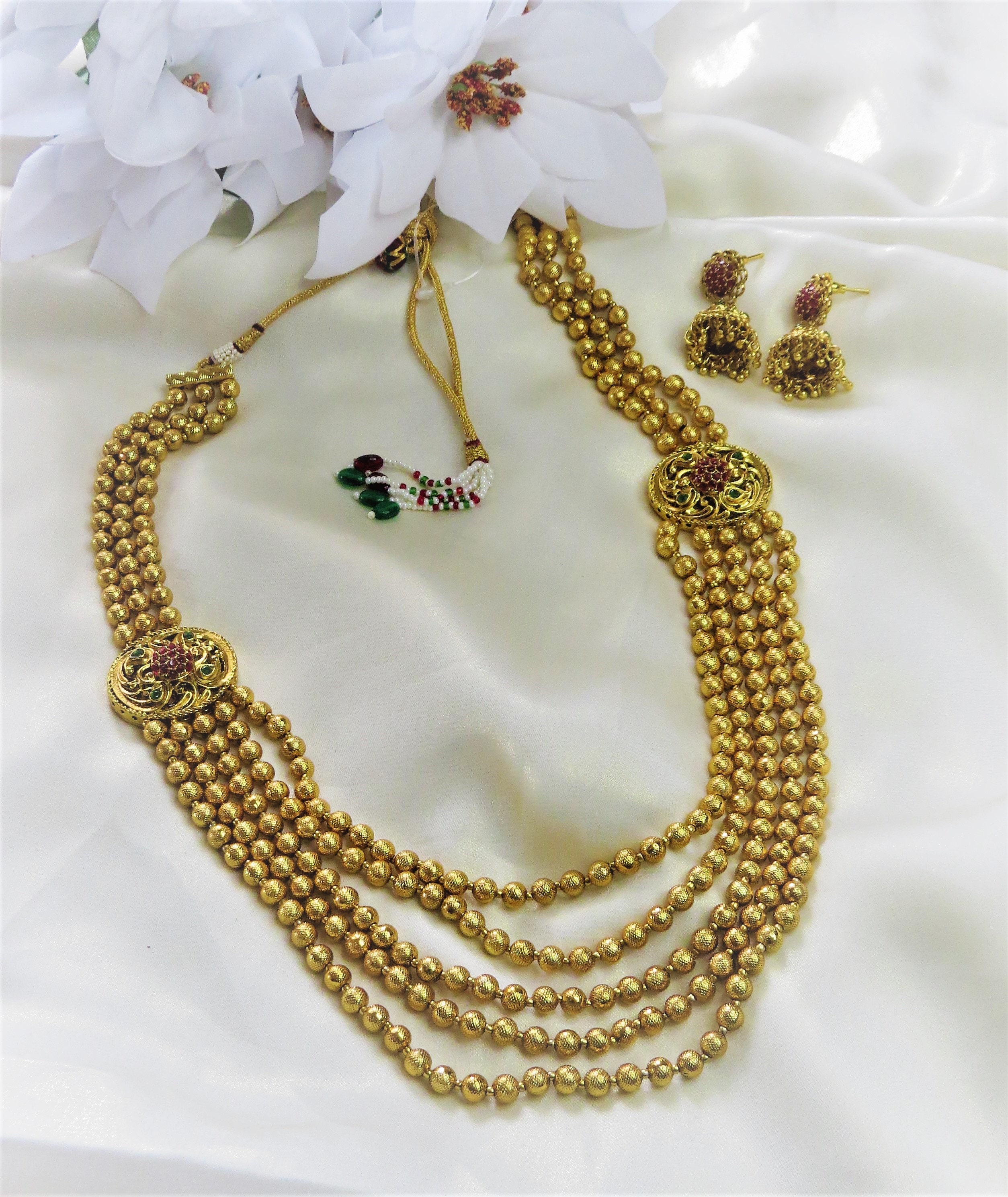 Gold Mala Necklace Set, Indian Jewelry Set , Gold Jewelry ,south Indian ...