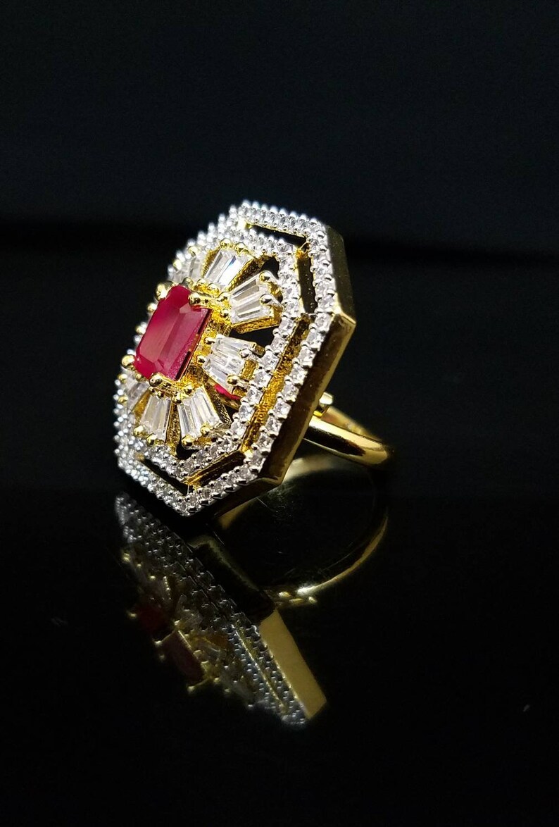 CZ Statement Finger Rings Indian Rings Bollywood Jewelry | Etsy