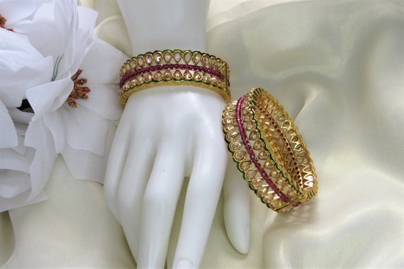 Gold Indian Kada Bangles Indian Jewelry pakistani Jewelry - Etsy