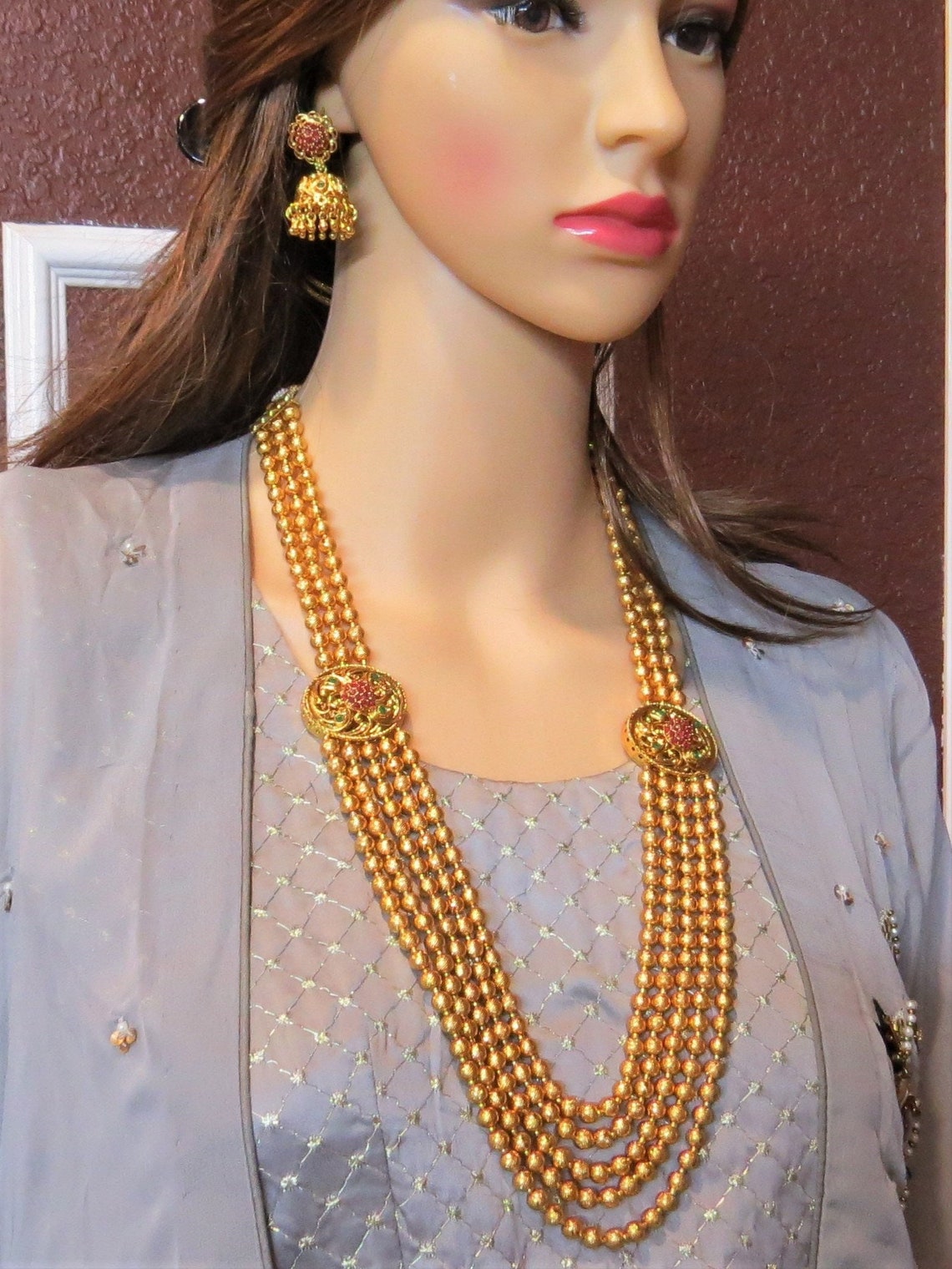 Gold Mala Necklace Set, Indian Jewelry Set , Gold Jewelry ,south Indian ...