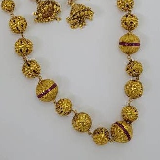 Gold Mala Necklace Indian Wedding Jewelry, Gold South Indian Jewelry ...