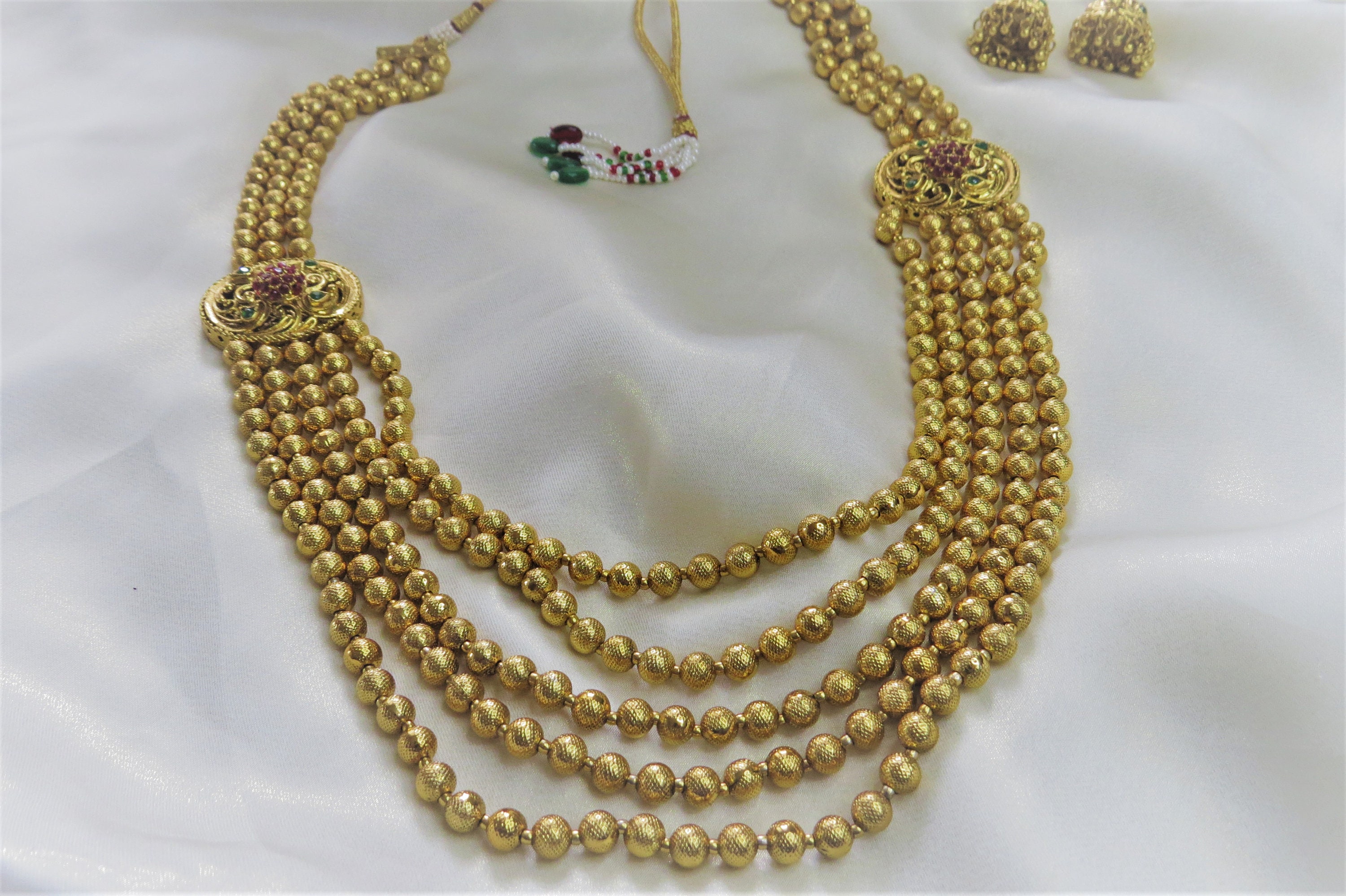 Gold Mala Necklace Set, Indian Jewelry Set , Gold Jewelry ,south Indian ...