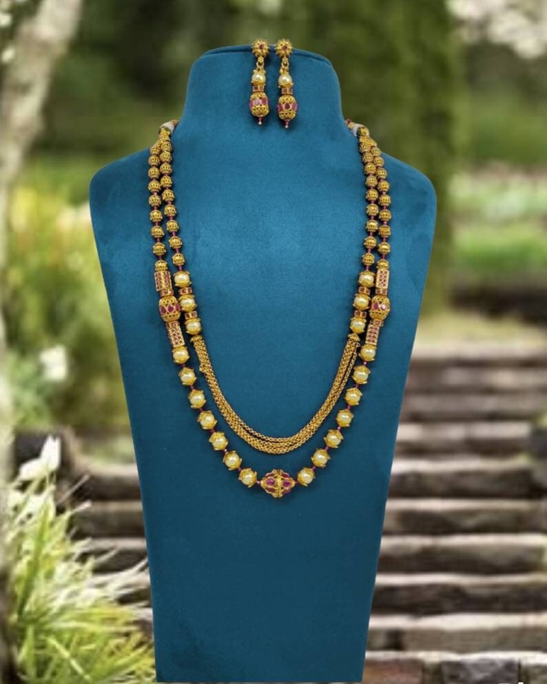 Gold Mala Indian Necklace Indian Jewelry South Indian Jewelry - Etsy