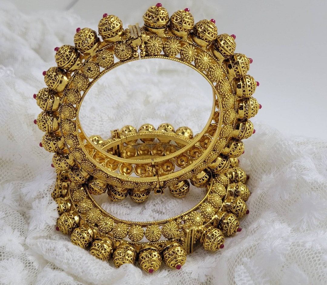 Gold Indian Kada Bangle South Indian Jewelry ,pakistani Jewelry ...