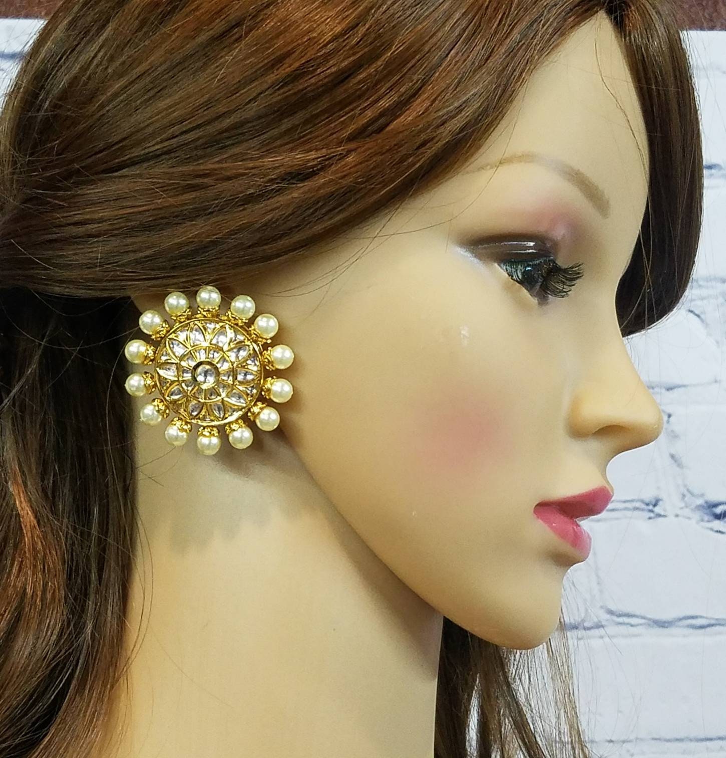 Kunda Indian Stud Earrings Indian Earrings Indian Jewelry - Etsy India