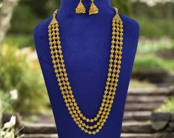 Gold Mala Indian Necklace Indian Jewelry South Indian Jewelry bollywood Gold Jewelry pakistani Jewelry Wedding Gold Necklace Jewelry Set Etsy