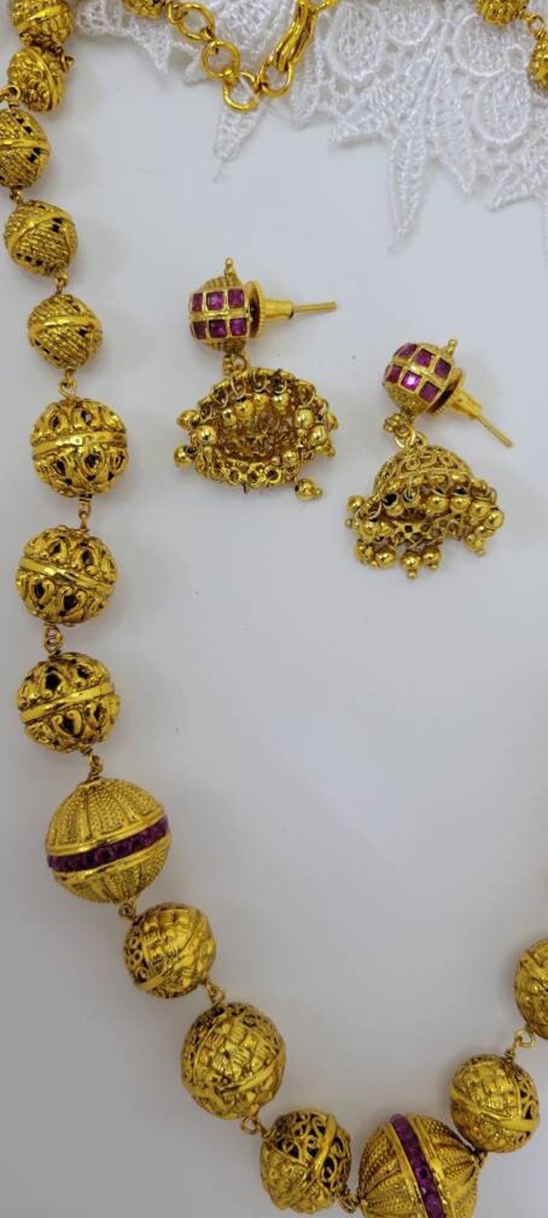 Gold Mala Necklace Indian Wedding Jewelry, Gold South Indian Jewelry ...