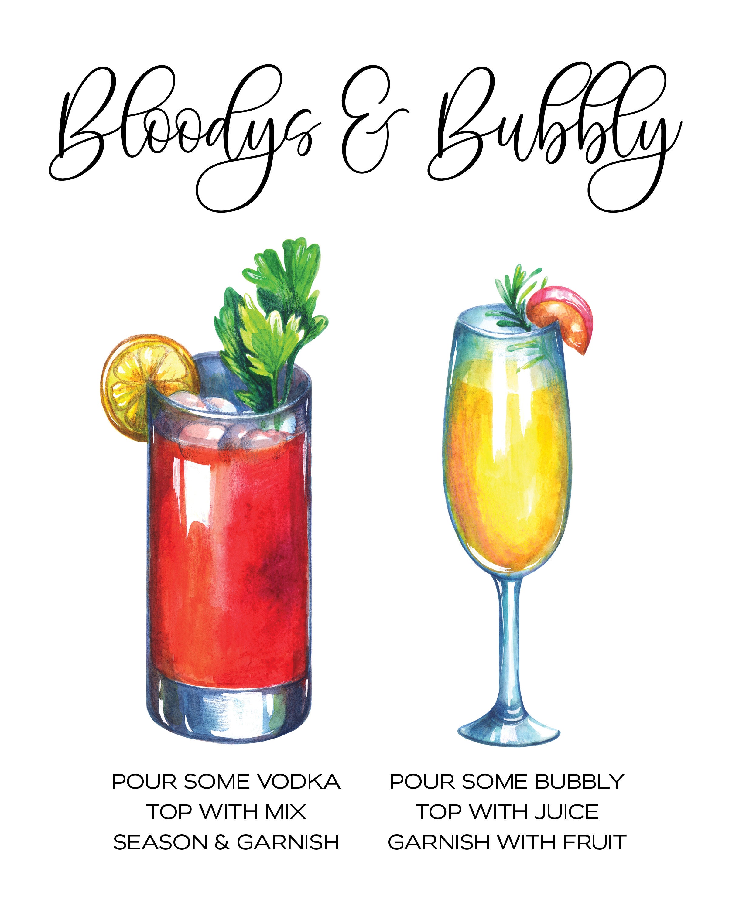 INSTANT DOWNLOAD Bloody & Bubbly Sign Bridal Shower Brunch - Etsy 日本