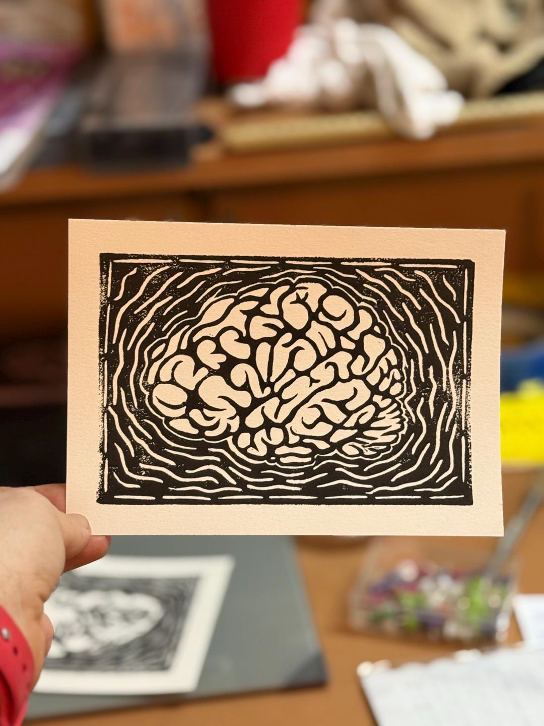 Hand-carved Brain Block Print – Science-inspired Wall Art – Gift for ...