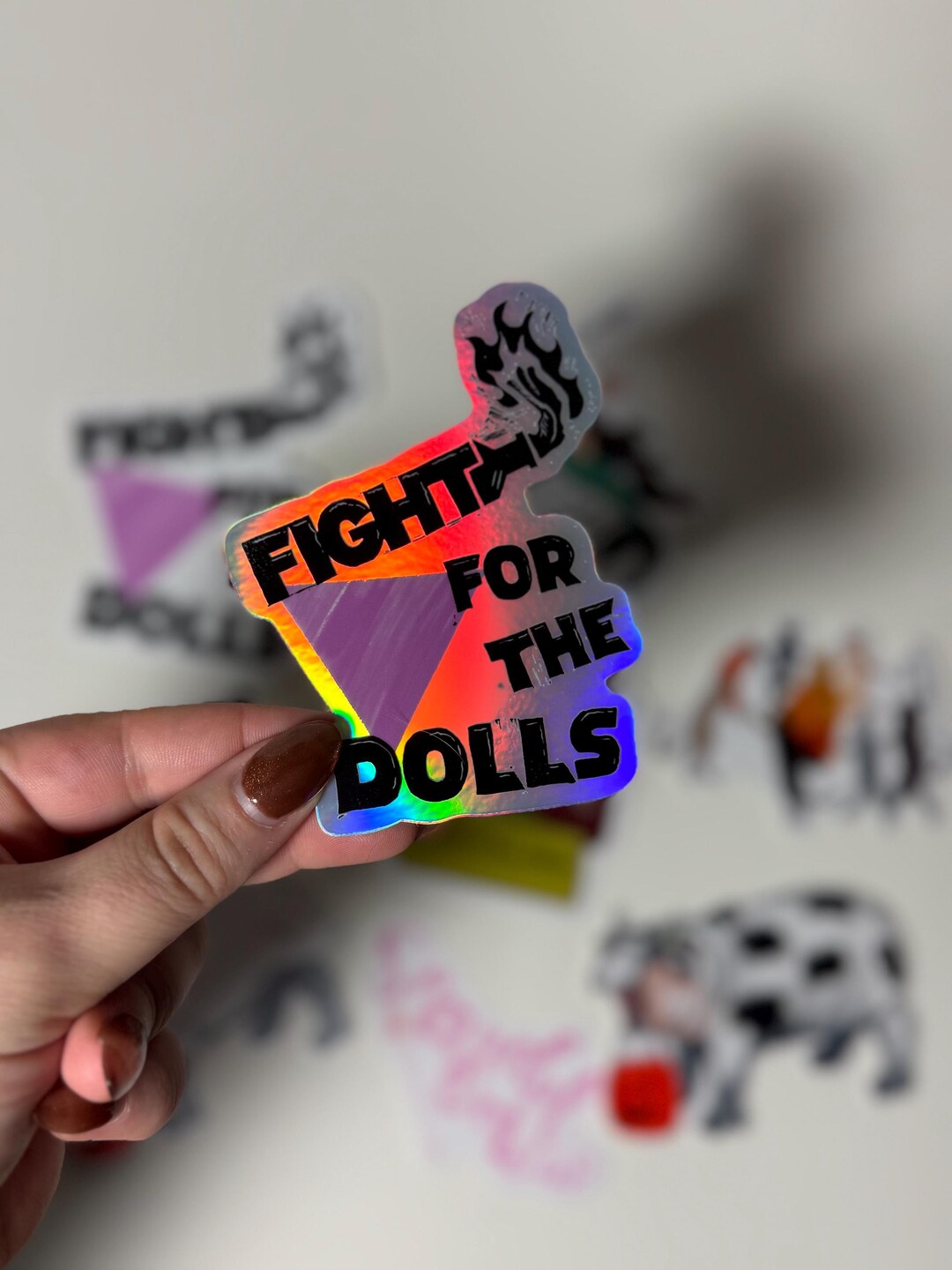 Trans Rights Sticker Holographic - Fight for the Dolls Block Print - Etsy