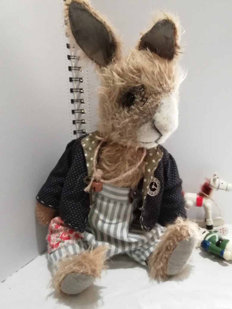 Ezra, a Handmade One of a Kind, 100% Mohair, Vintaged Dressed Rabbit - Etsy