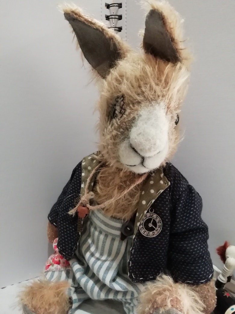 Ezra, a Handmade One of a Kind, 100% Mohair, Vintaged Dressed Rabbit - Etsy