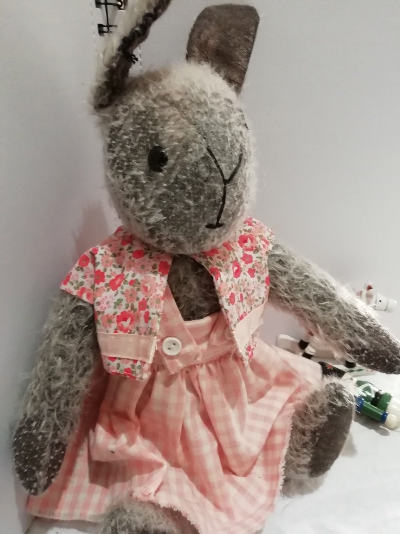 Clara, a Handmade One of a Kind, 100% Mohair Vintaged Dressed Rabbit - Etsy