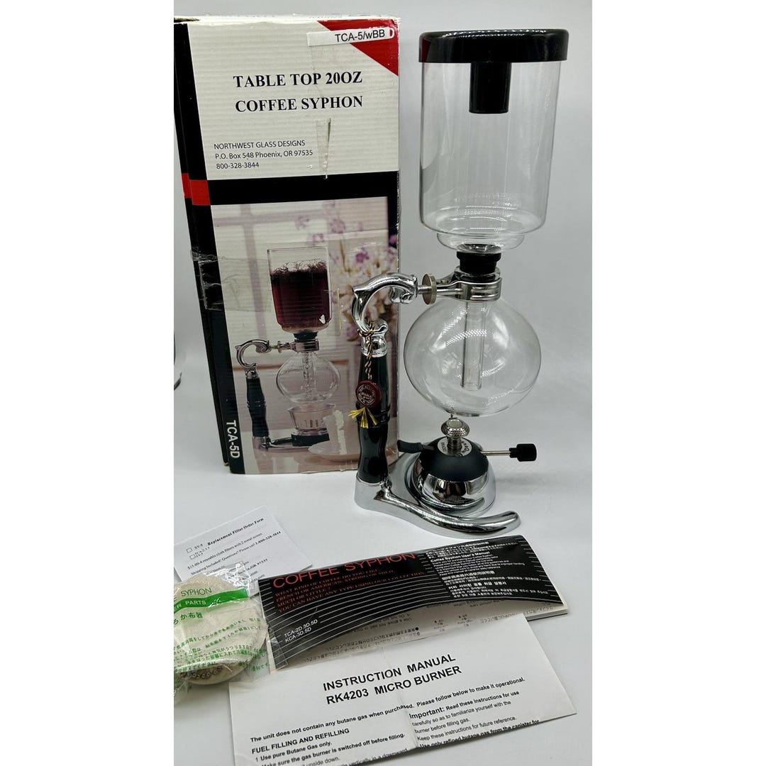 Yama Glass Tabletop Siphon Coffee Maker 5 Cup 20 Oz Hand Blown Glass ...