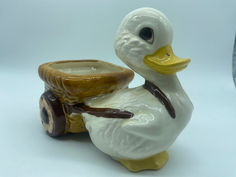 Vintage Anthropomorphic Duck Wagon Planter Kitsch Yellow Brown - Etsy