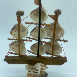 Vintage Sailboat Seashell Shell Ship Boat Nautical Sail Decor Kitsch ...