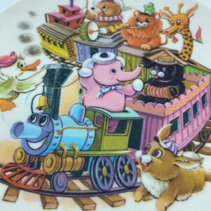 Vintage Toyland Express Train Little Engine Melmac Childrens Plates Set ...