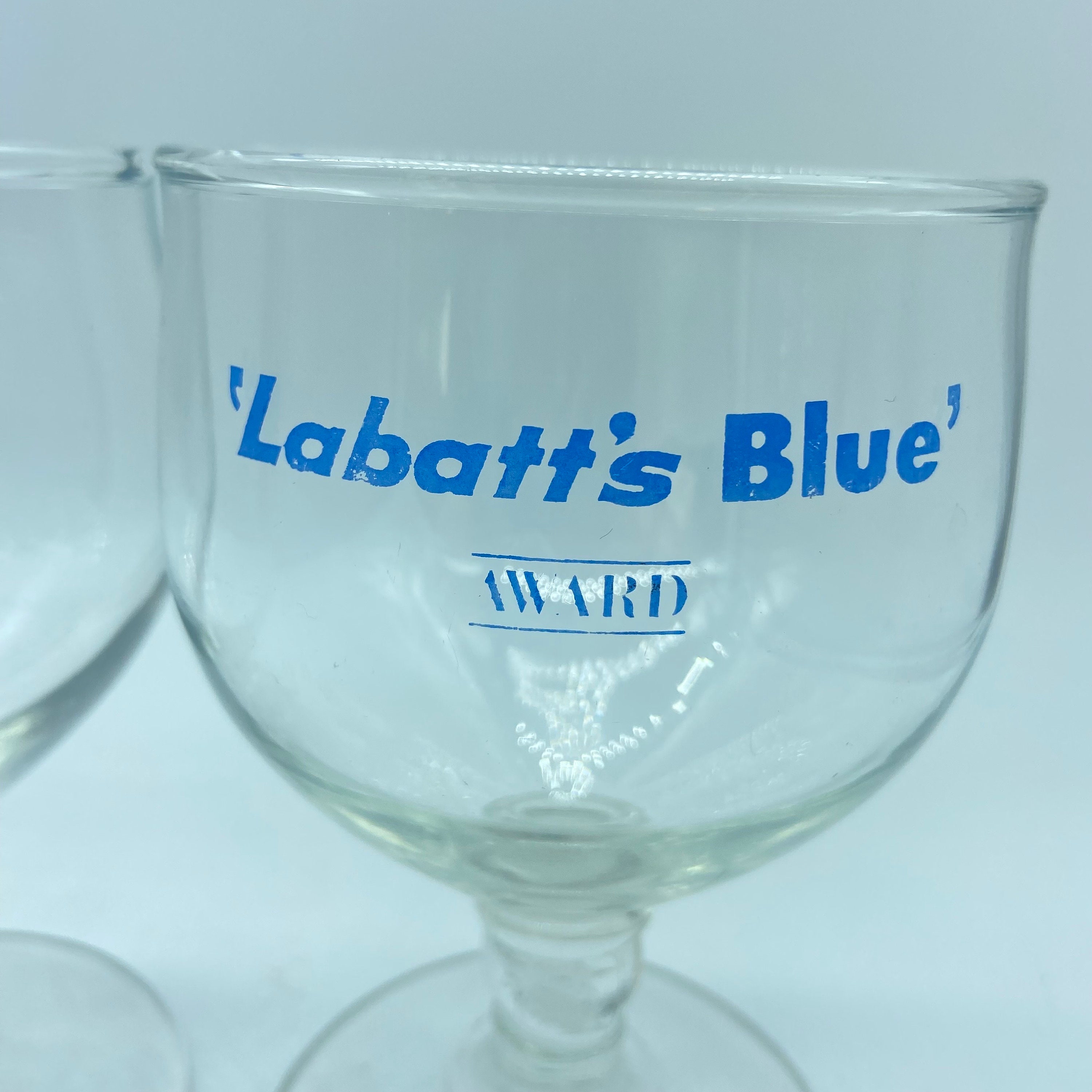 Vintage Labatts Blue Award Glasses Set of 2 Pedestal Pint Large Rare ...