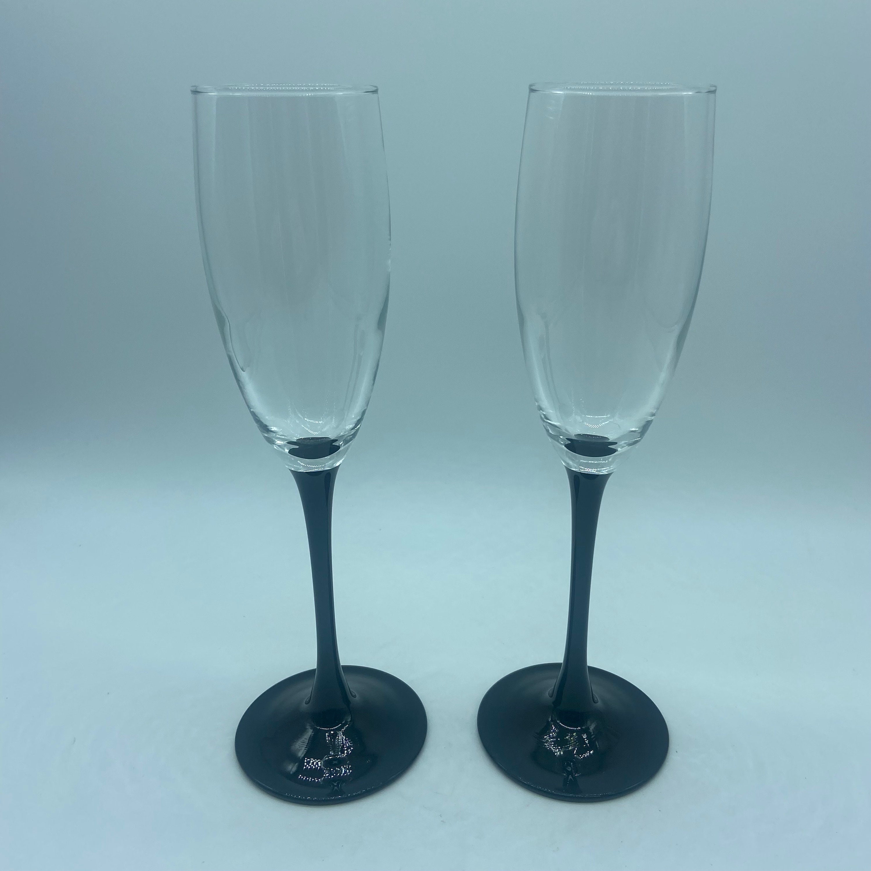 Luminarc France Champagne Flutes Black Stem Wine Glasses Lot - Etsy