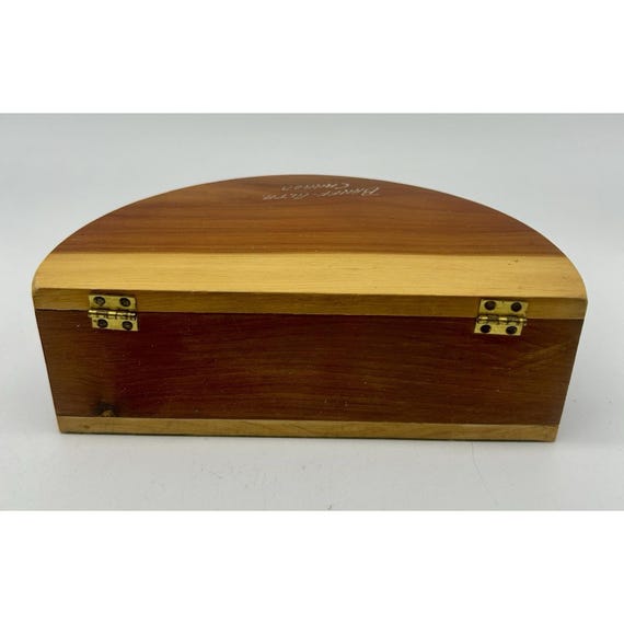 Vtg Handcrafted Cedar Wood Box Half Circle Banff Alb… - Gem