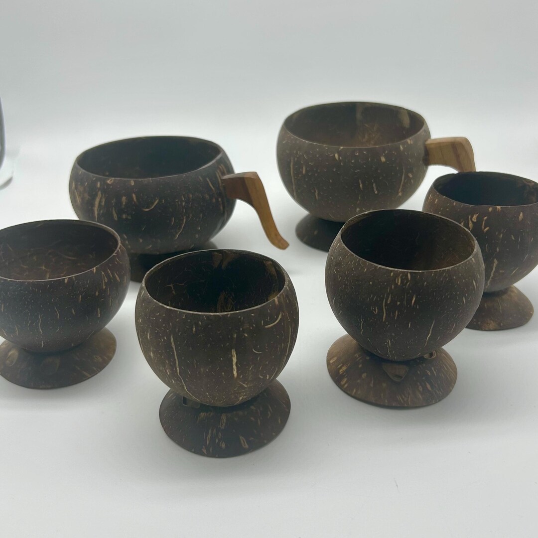 Coconut Wine Drinking Cocktail Goblet Drink Ware Mugs Handle Set of 6 ...