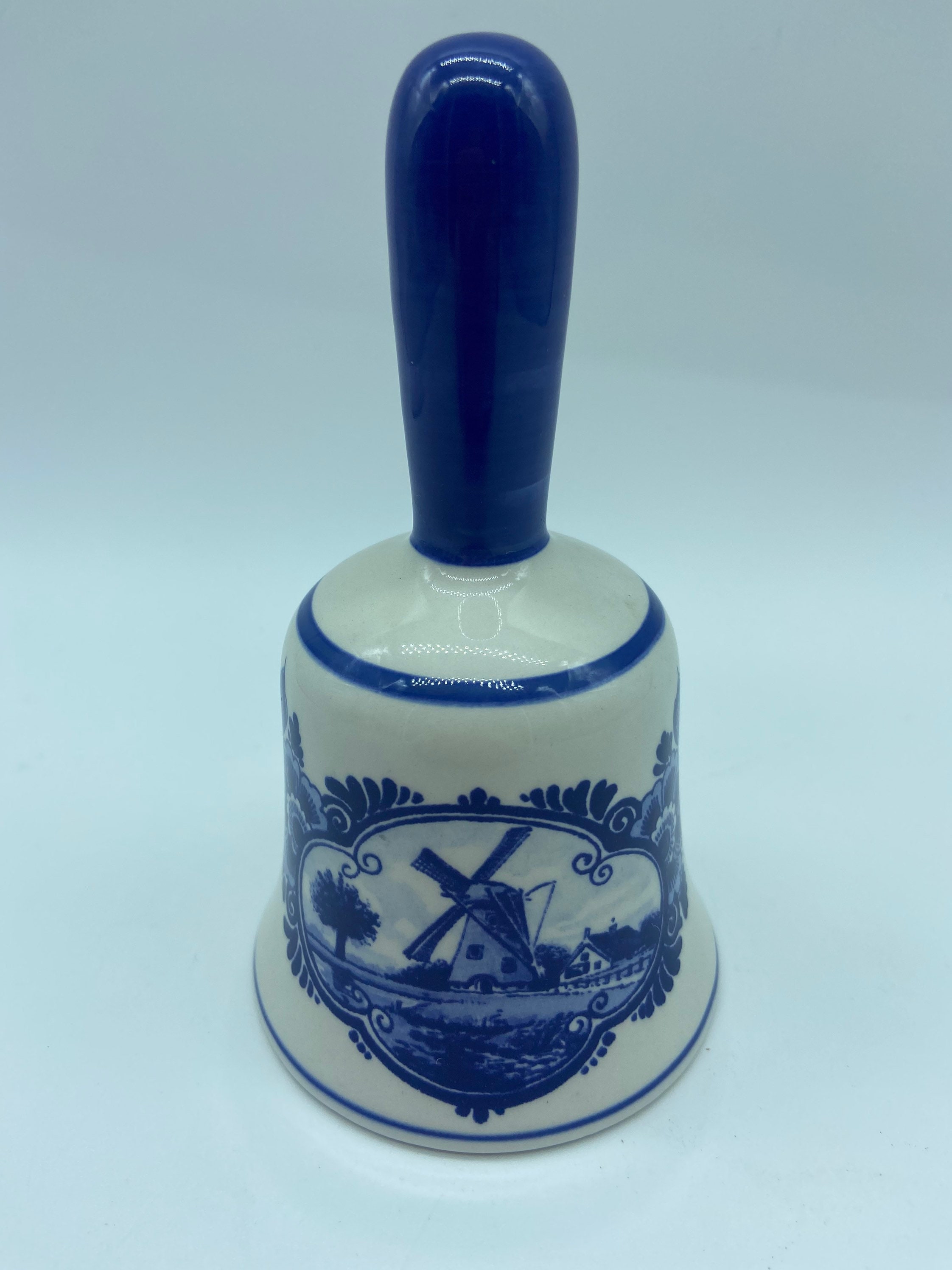 Delfts Blue Holland Bell Delfino D0304 White Windmill Floral Dutch ...